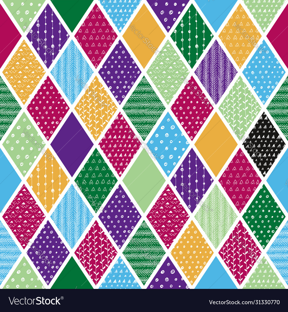 Seamless patchwork pattern geometrical background Vector Image