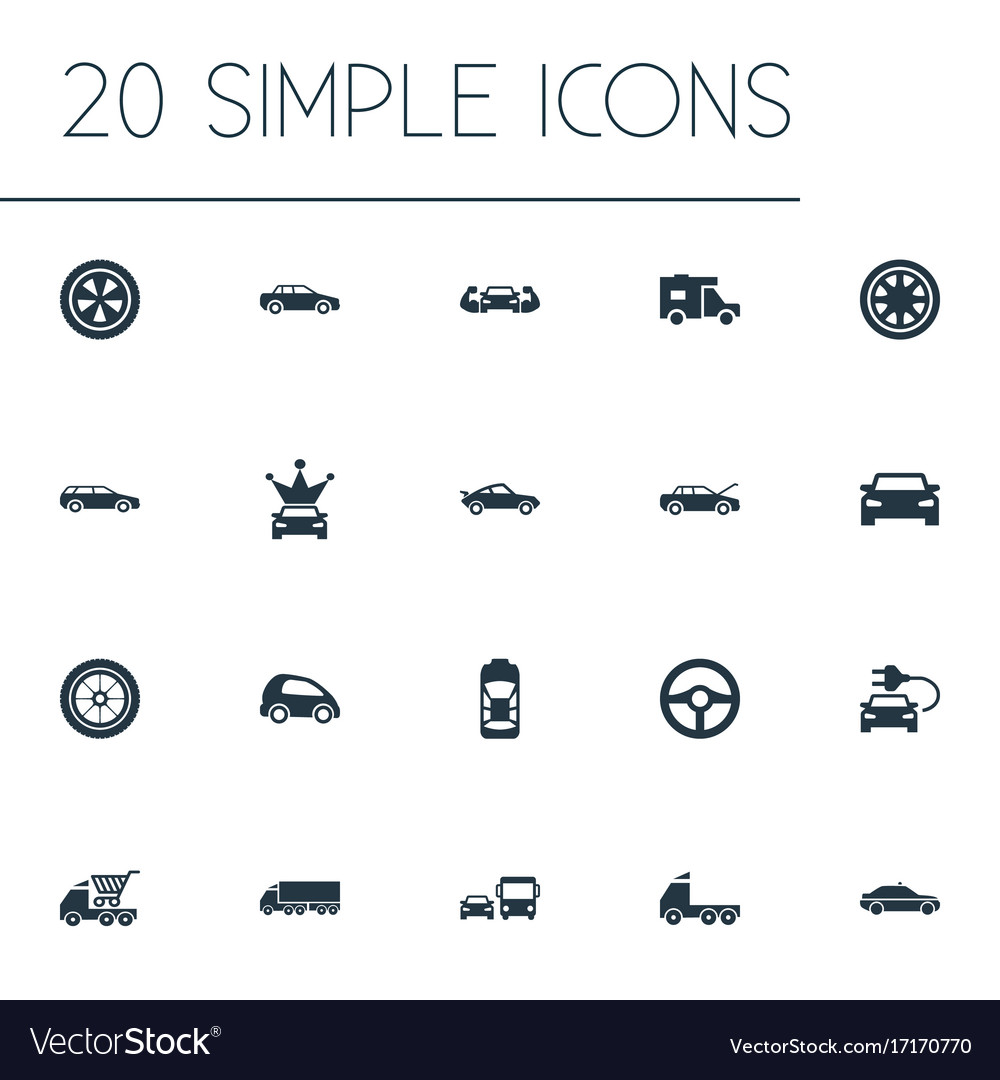 Set of simple automobile icons Royalty Free Vector Image