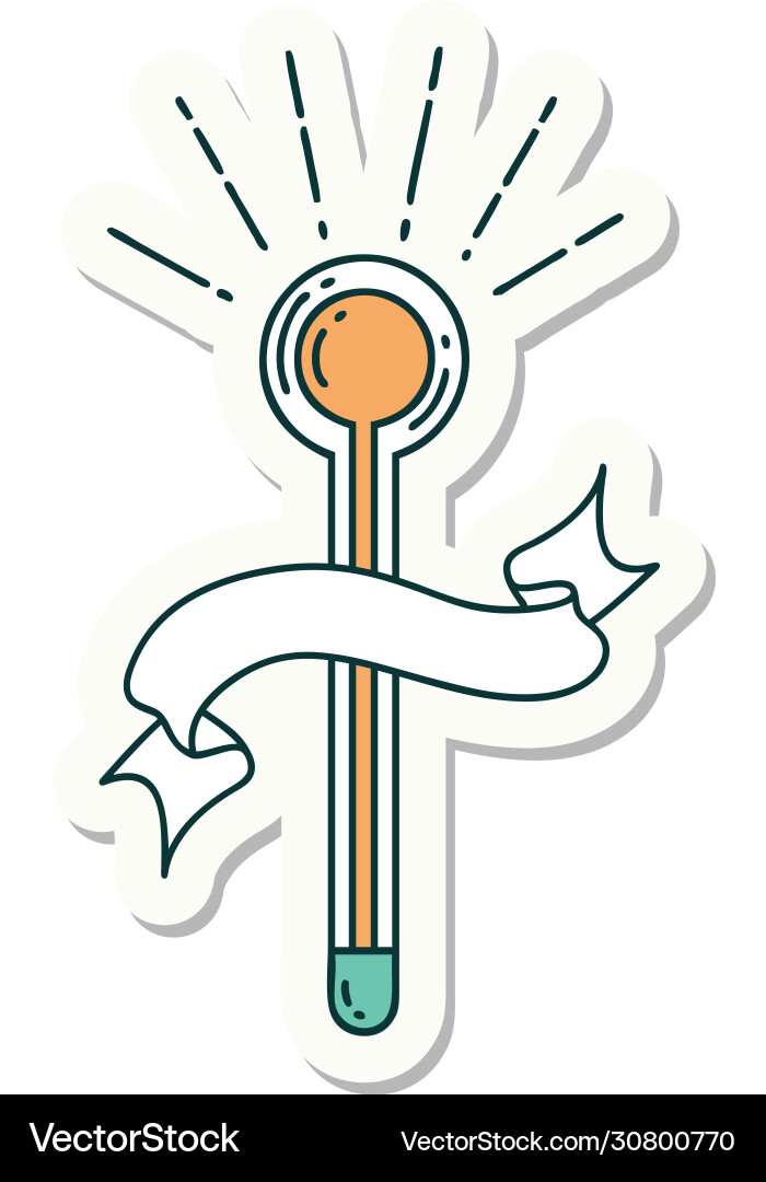 Sticker tattoo style glass thermometer Royalty Free Vector