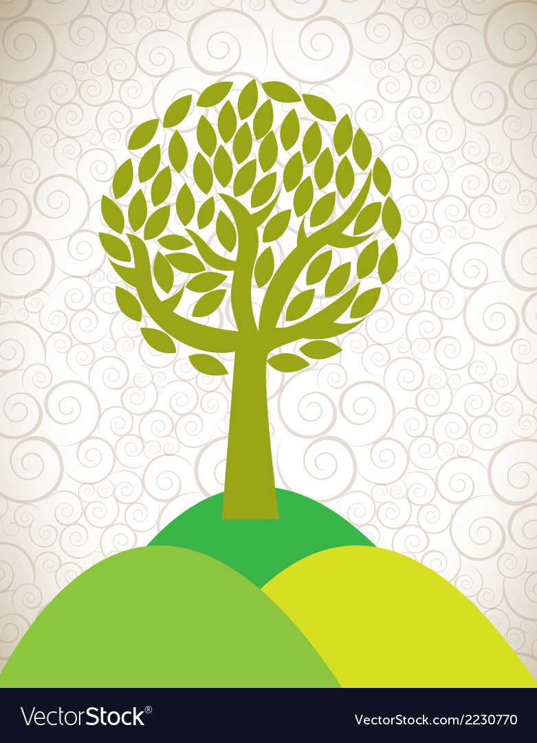 Tree natural design over pattern background Vector Image