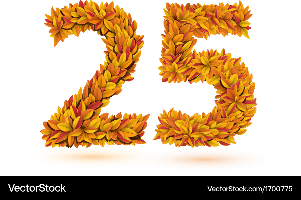 25 number autumn fall bright orange leaves Vector Image