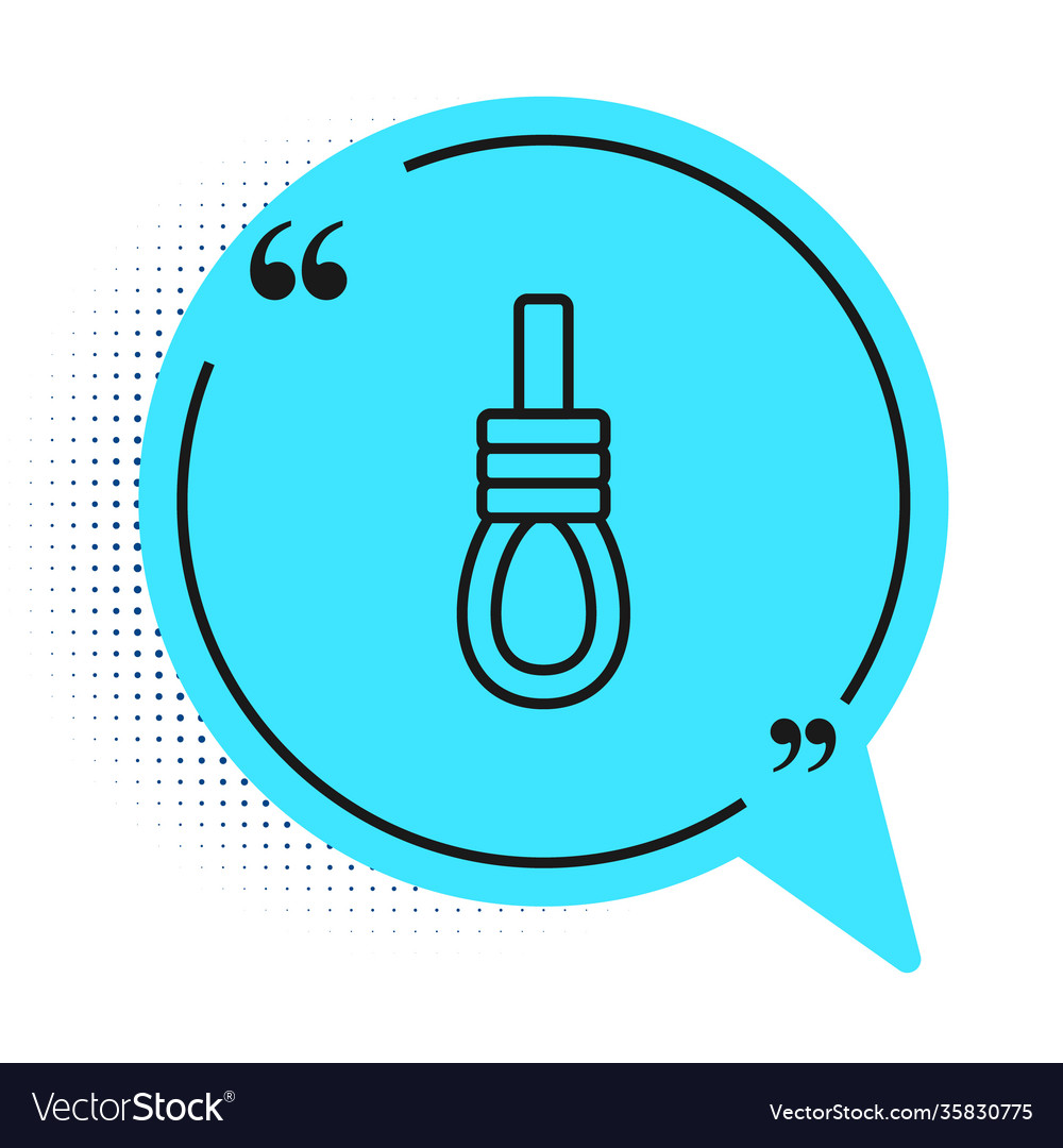 Black line gallows rope loop hanging icon isolated