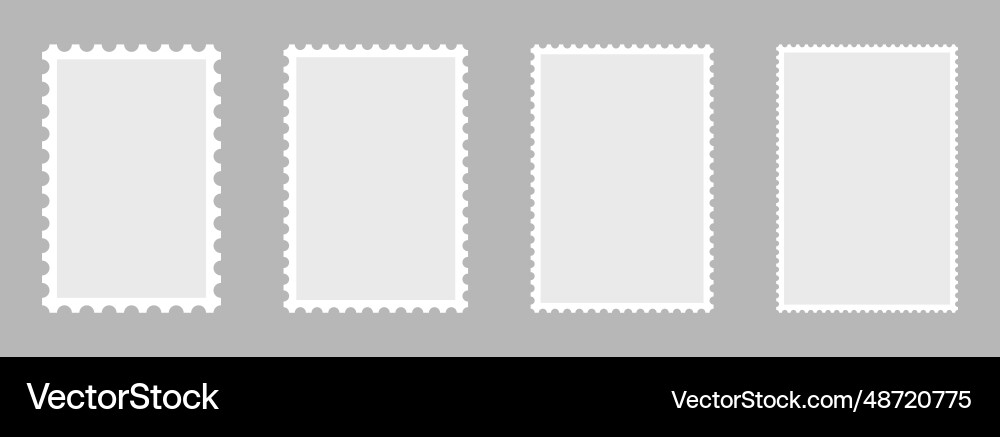 Blank set of 4 postage stamps paper postmarks Vector Image
