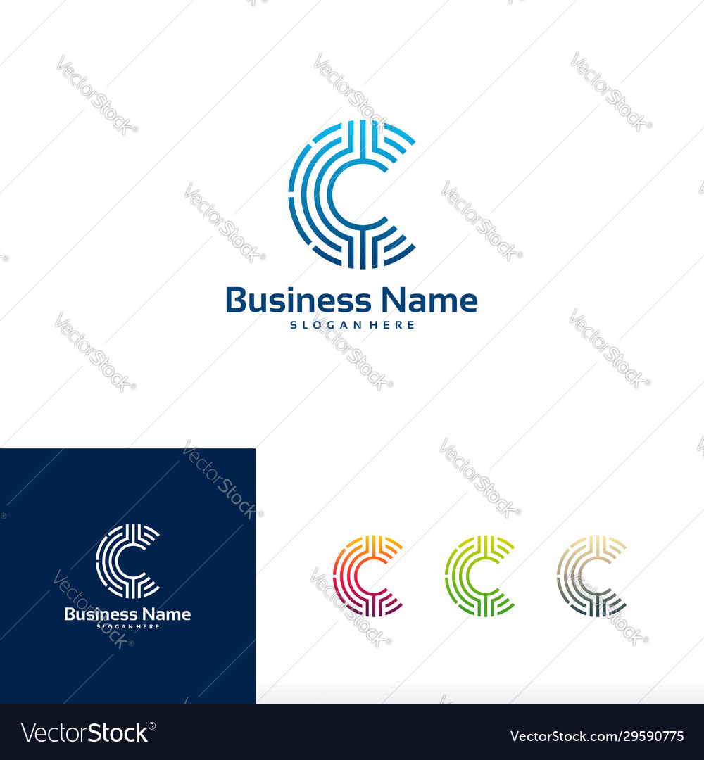 C initial tech logo designs cool initial wire Vector Image