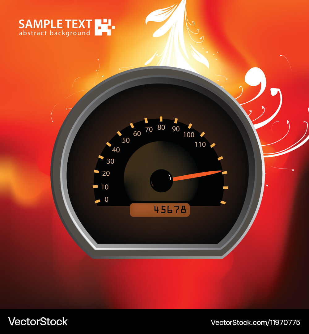 Car speedometer with flaming background Royalty Free Vector