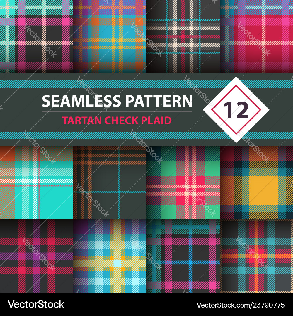 Classic tartan merry christmas seamless patterns Vector Image