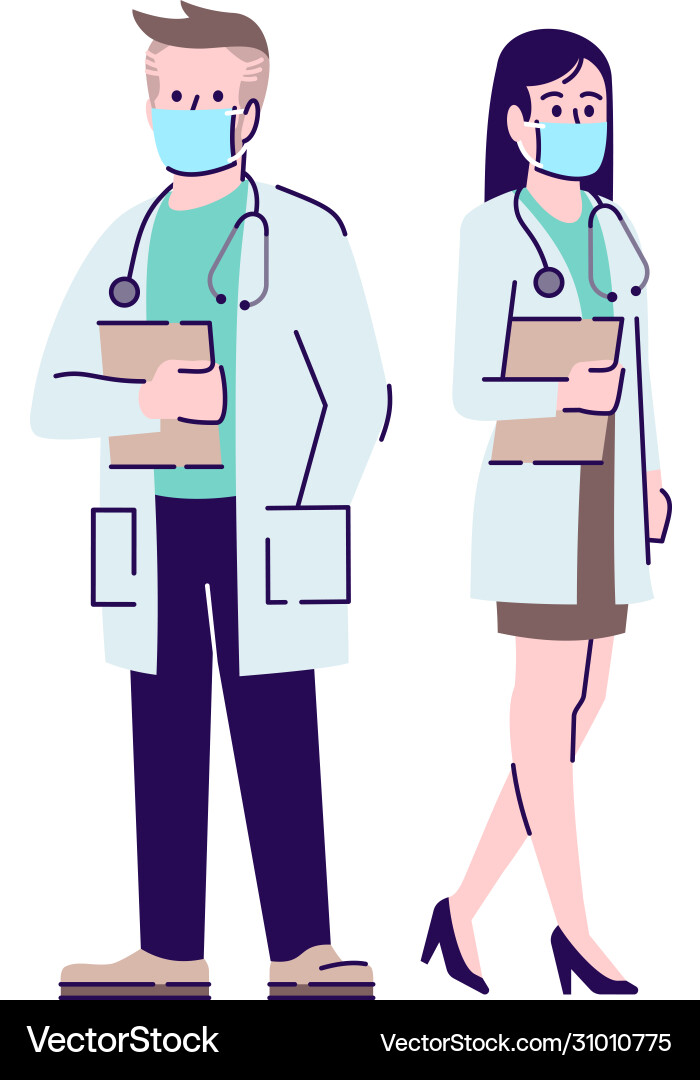 Doctors in coronavirus pandemic flat isolated Vector Image