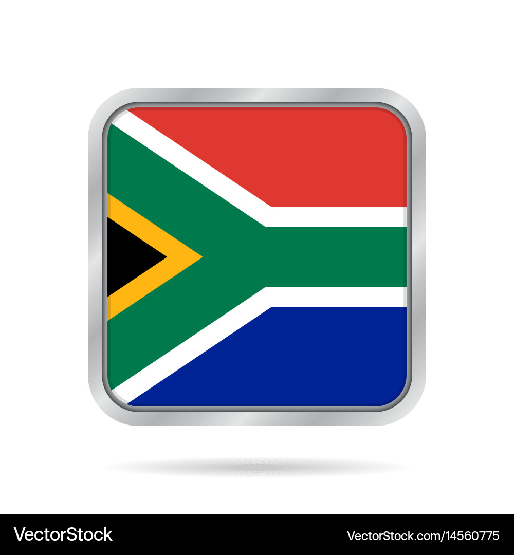 Flag south africa metallic gray square button Vector Image