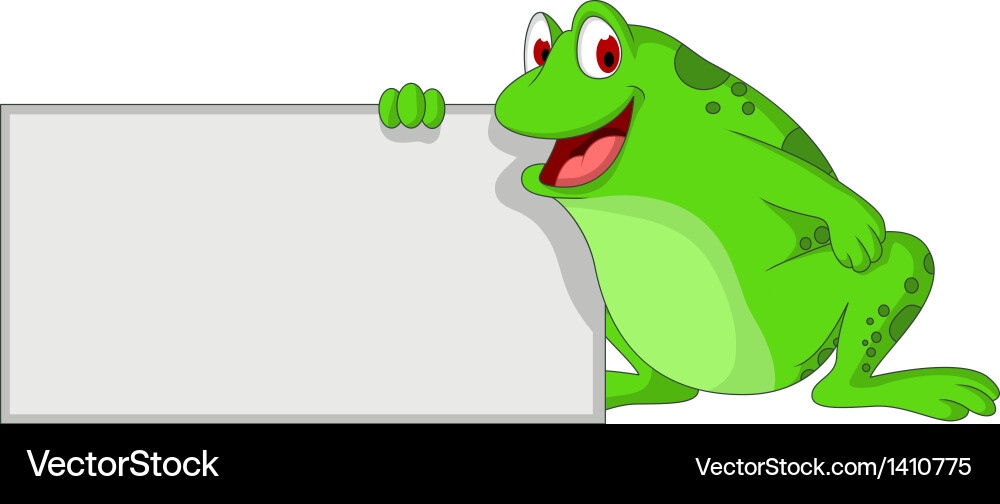 Frog cartoon with blank sign Royalty Free Vector Image