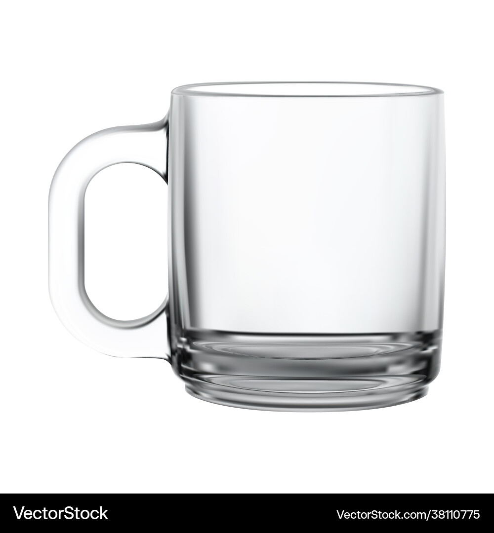 Glass mug transparent tea cup isolated mockup Vector Image