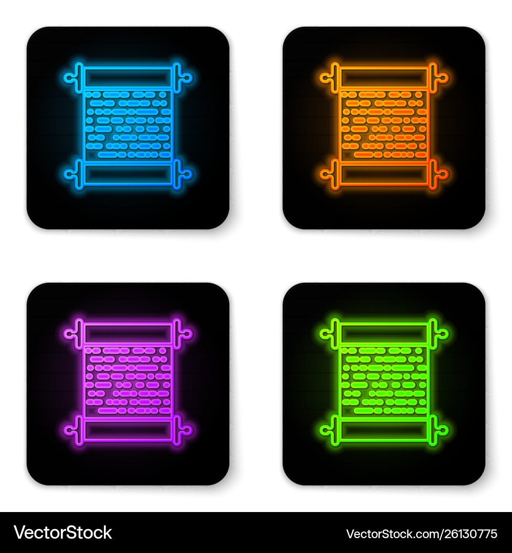 Glowing neon paper scroll icon isolated on white Vector Image