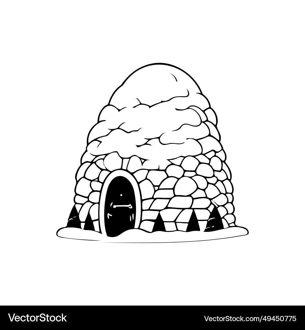 Igloo icon hand draw black colour winter ice logo Vector Image