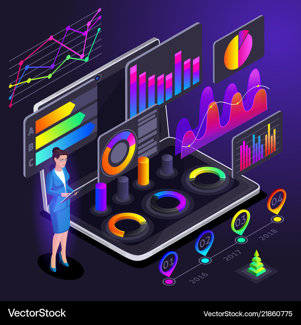 Isometry of a business lady indicates Royalty Free Vector