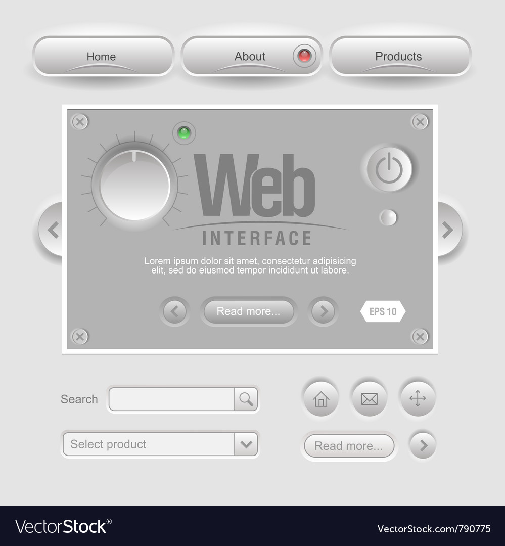 Light web ui elements design gray Royalty Free Vector Image