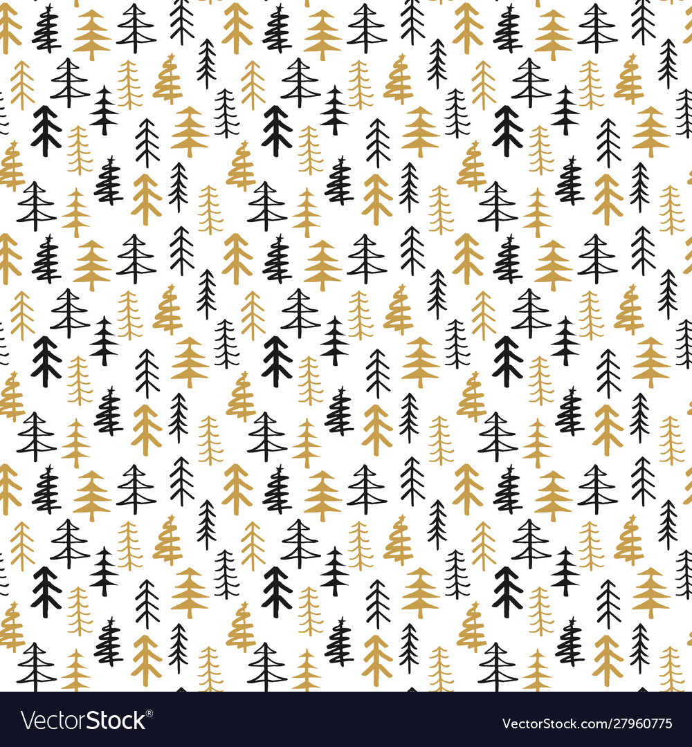 Pine tree seamless pattern new year and christmas Vector Image