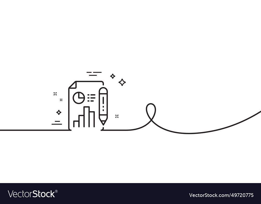 Report document line icon column graph sign Vector Image