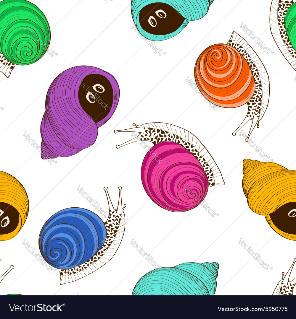 Seamless pattern snails Royalty Free Vector Image