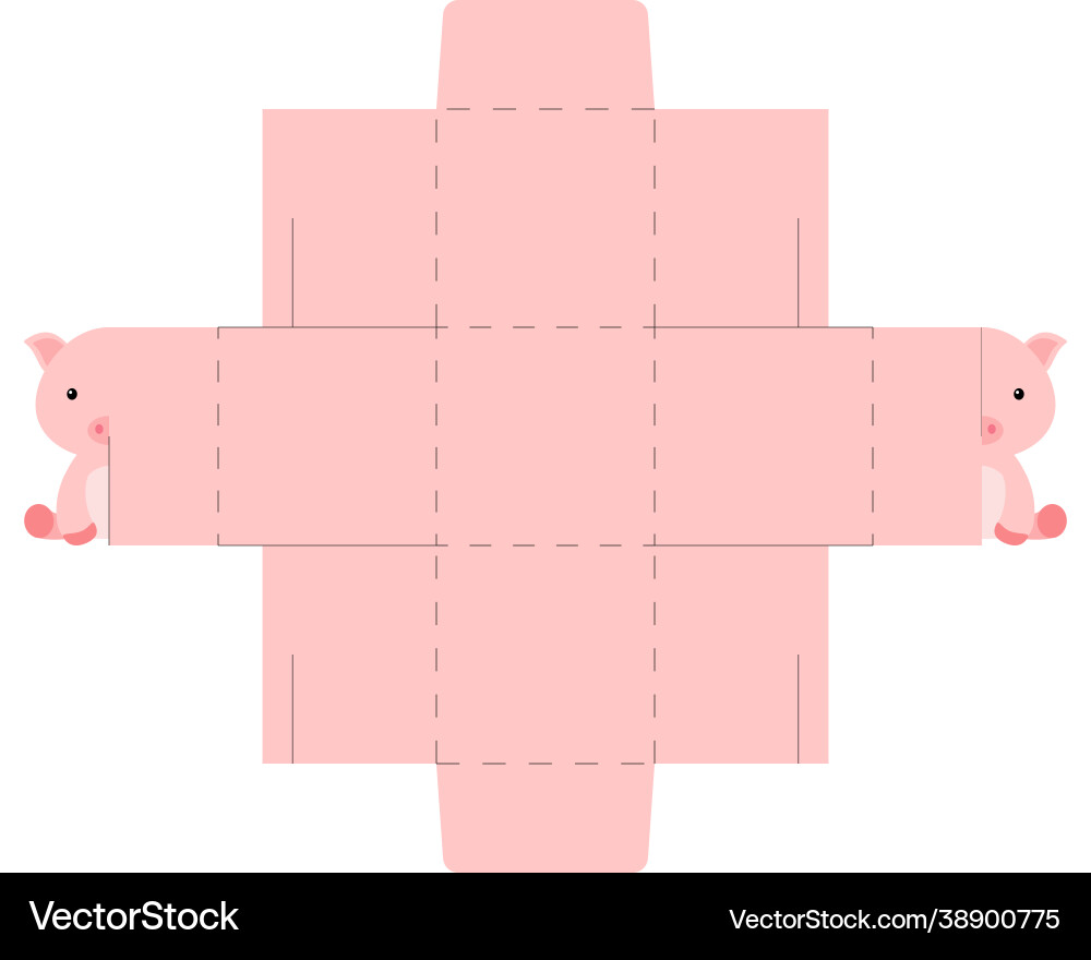 Simple packaging favor box pig design for sweets Vector Image