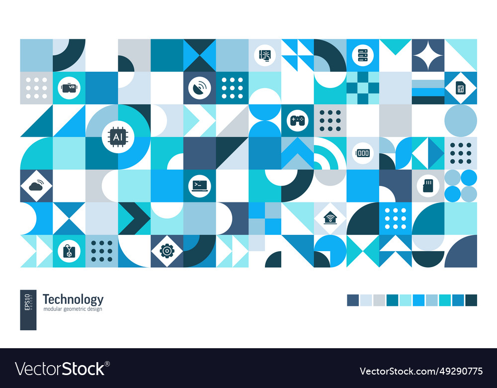 Technology geometric retro pattern artificial Vector Image
