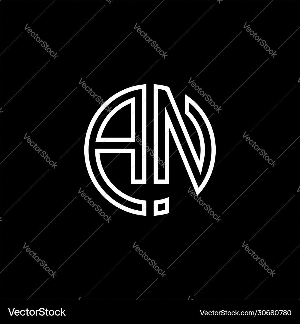 An monogram logo circle ribbon style outline Vector Image