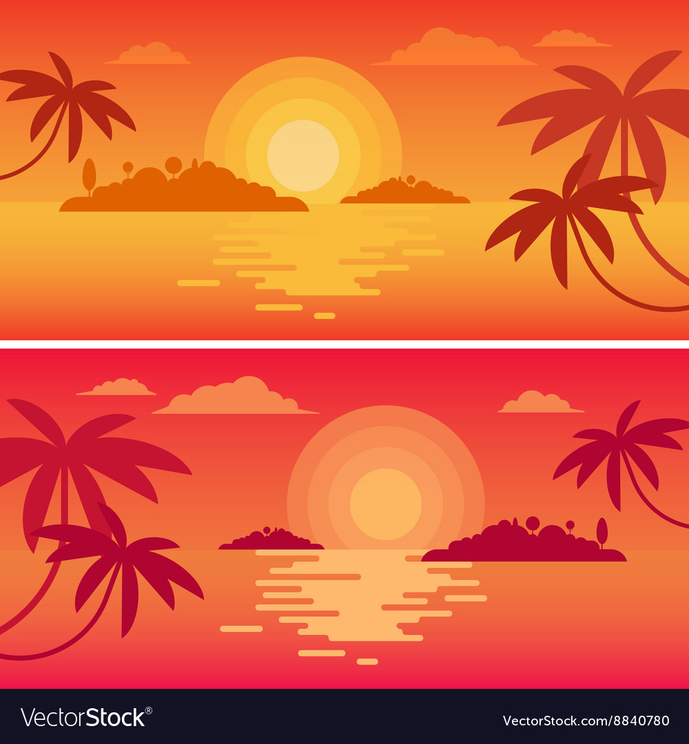 Beach sunset Royalty Free Vector Image - VectorStock