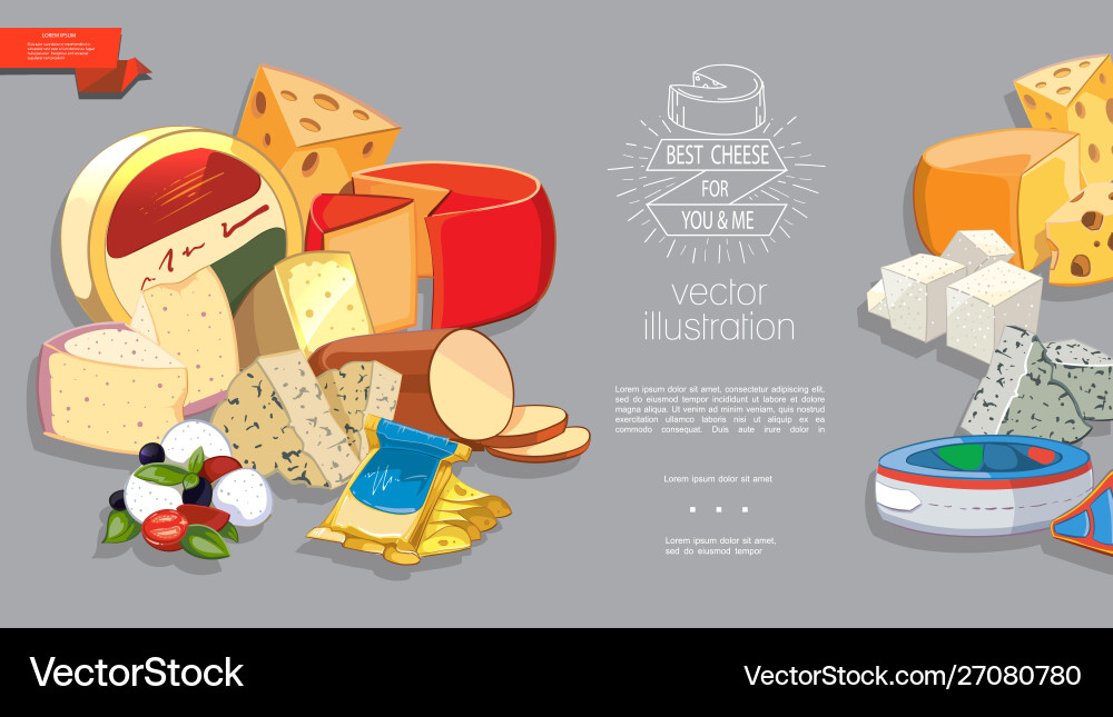 Cartoon fresh dairy products template Royalty Free Vector