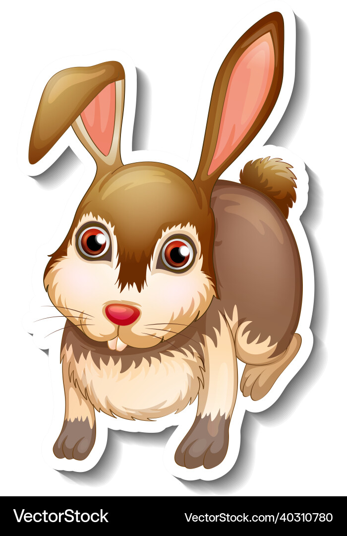Cute rabbit animal cartoon sticker Royalty Free Vector Image