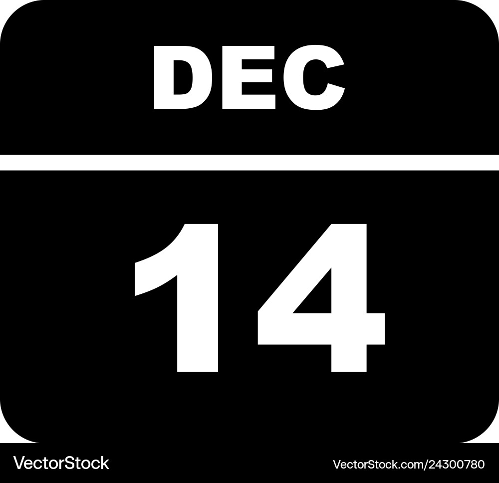 December 14th date on a single day calendar Vector Image