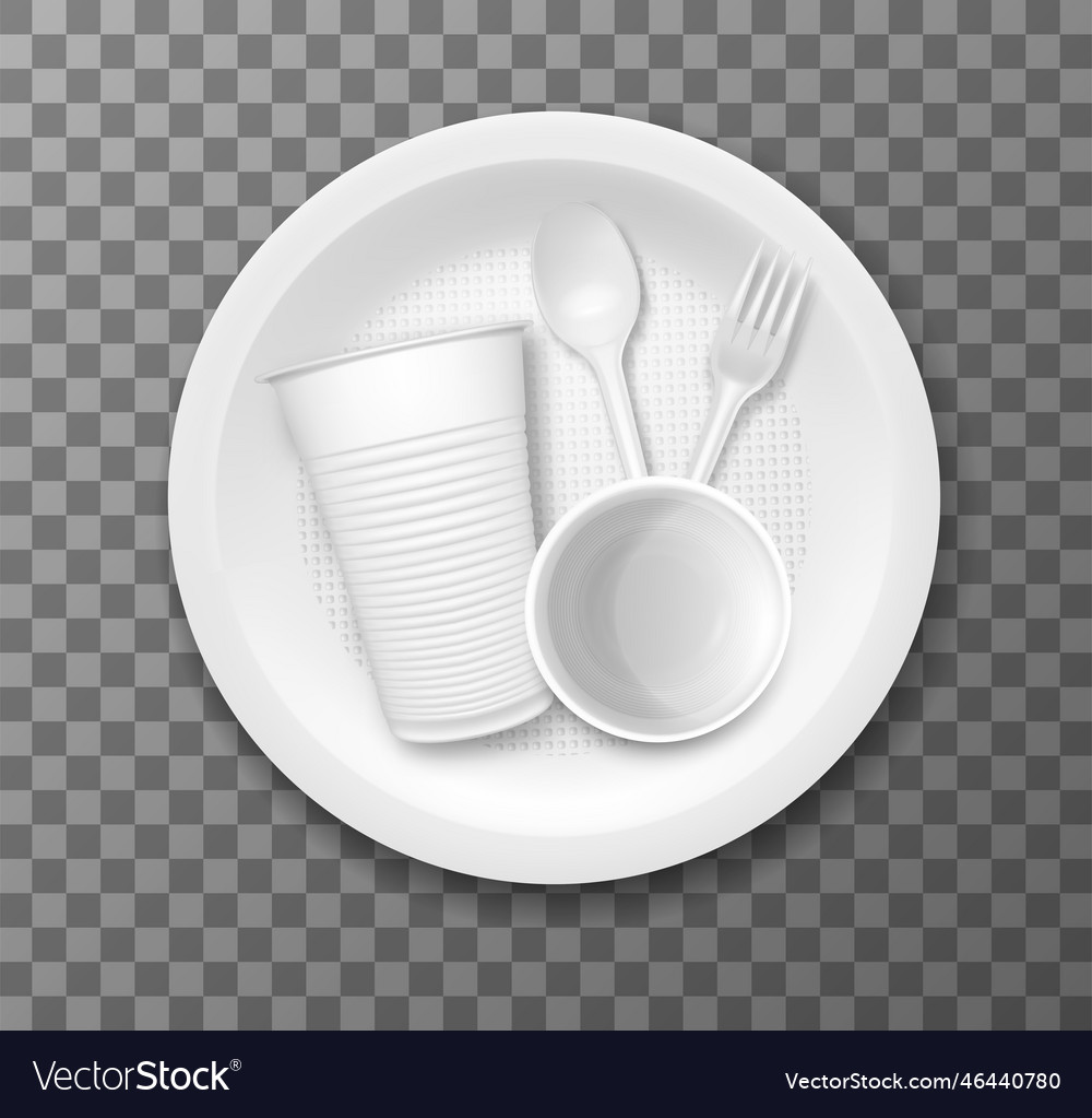 Disposable tableware realistic object Royalty Free Vector