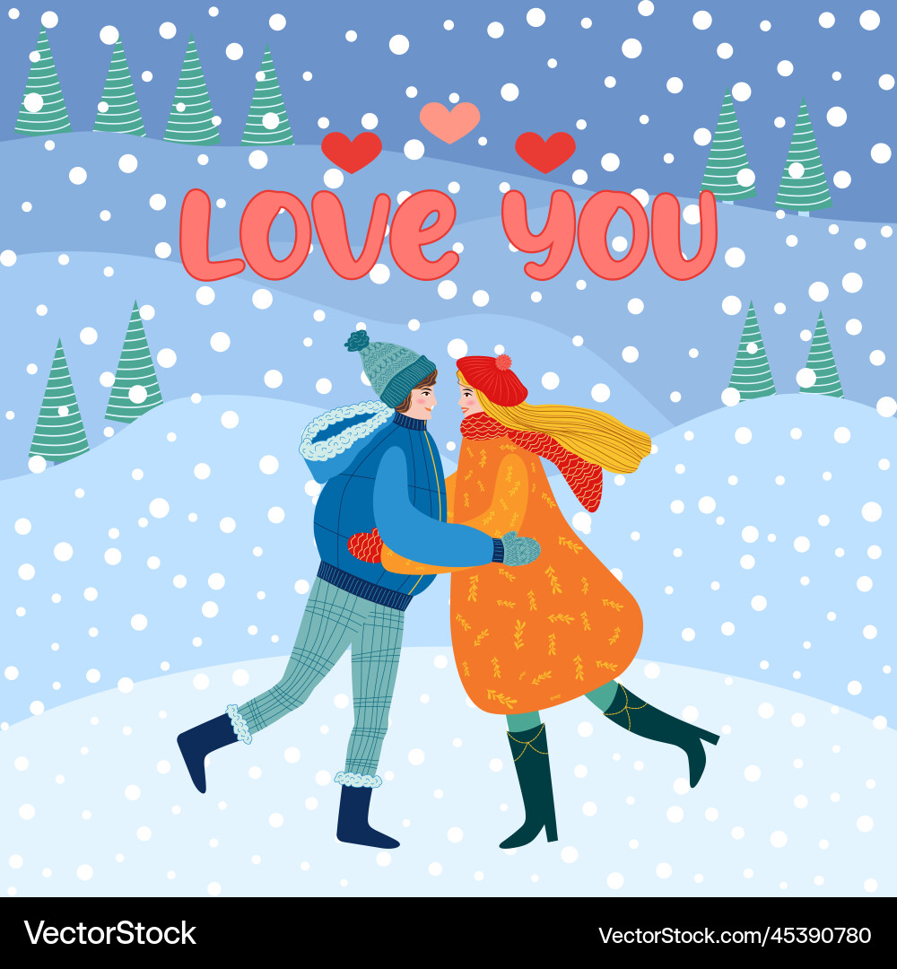 Flat hand drawn valentines day greeting card Vector Image