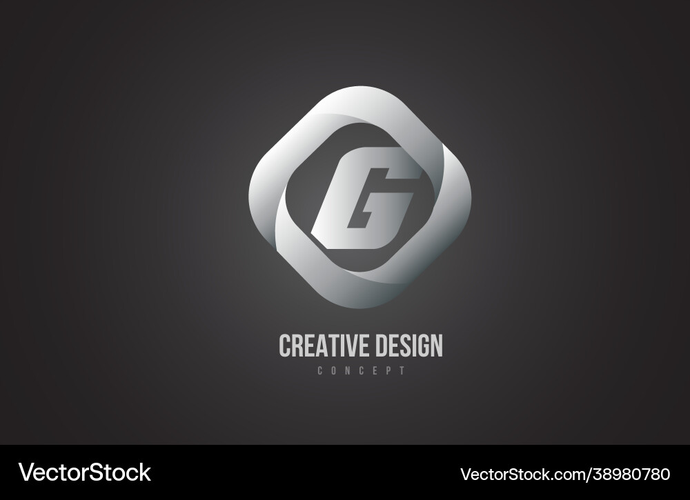 G grey black alphabet letter logo icon creative Vector Image