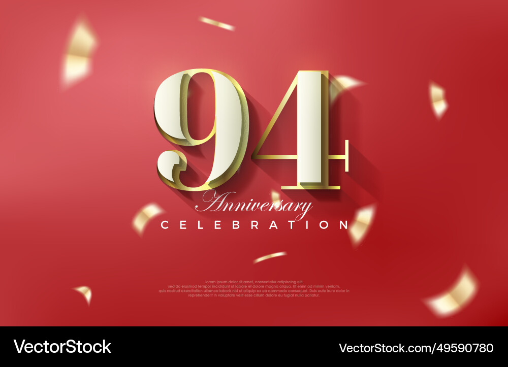 Luxury 94th anniversary with classic 3d numbers Vector Image