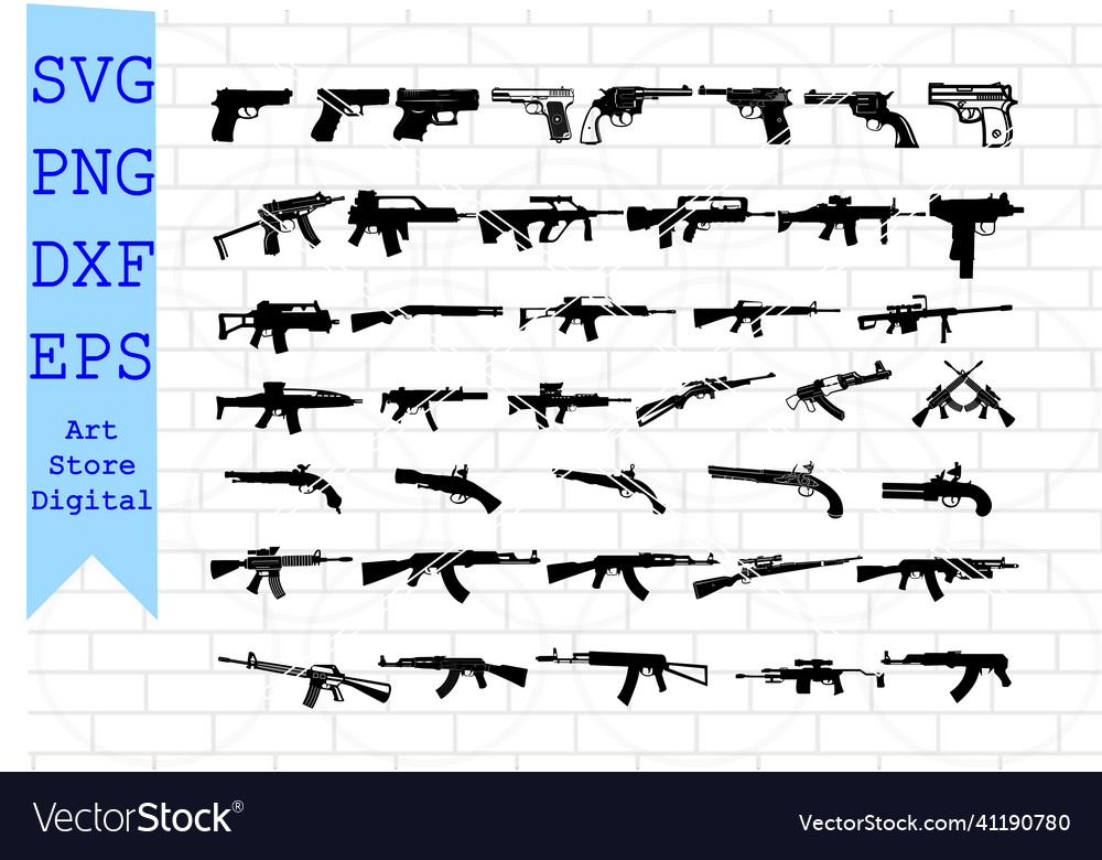 Multiple gun bundle Royalty Free Vector Image - VectorStock