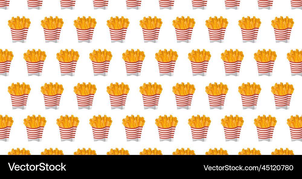 Panoramic pattern packaging with french fries Vector Image