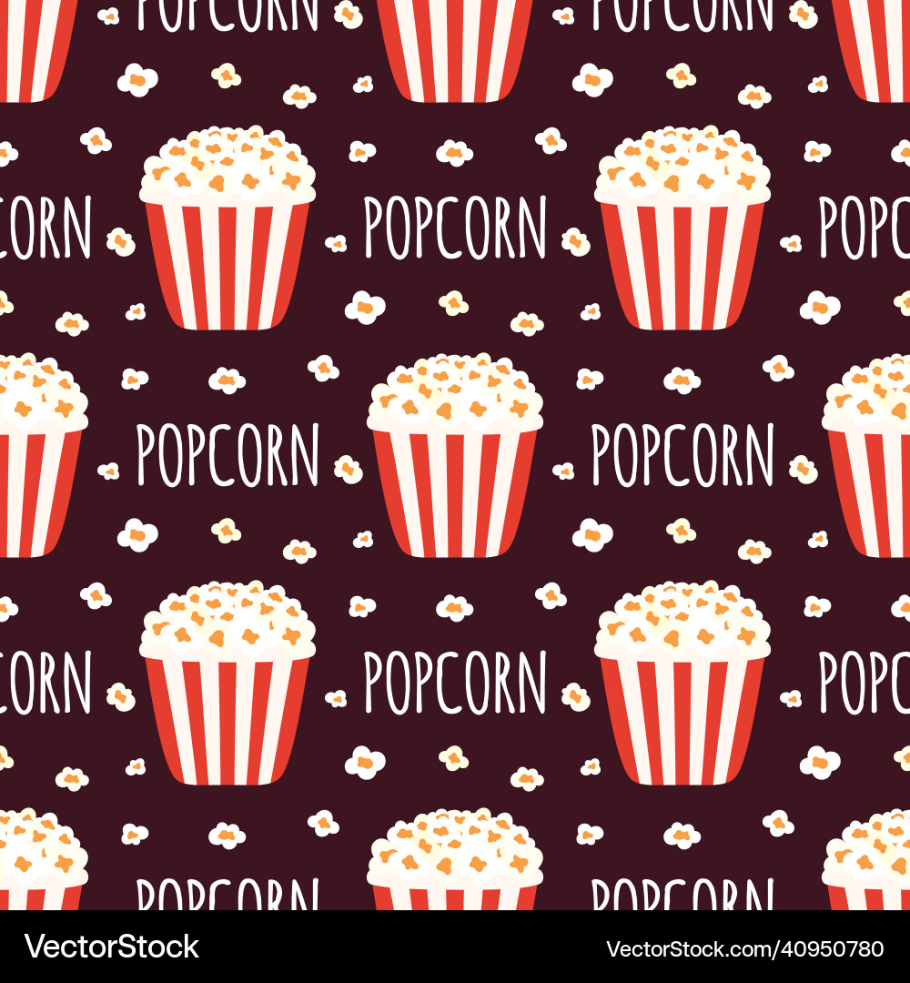 Seamless pattern of buckets popcorn cartoon style Vector Image