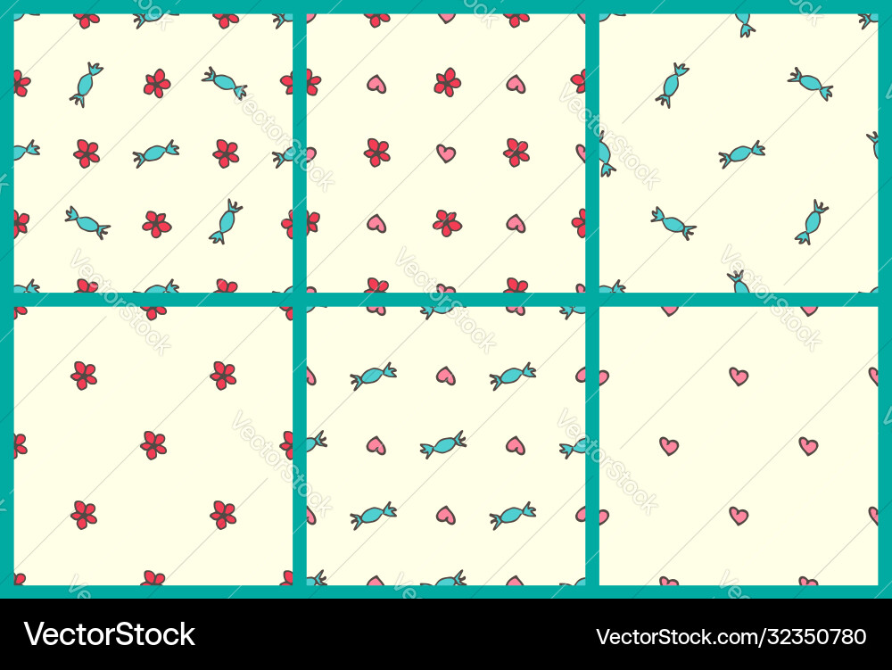 Sweet seamless patterns set Royalty Free Vector Image