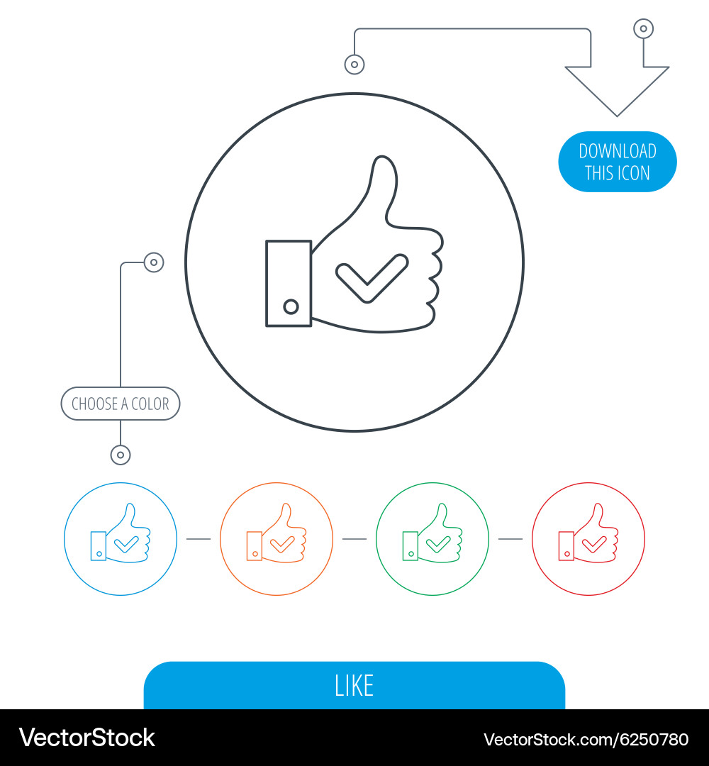 Thumb up like icon super cool vote sign Royalty Free Vector