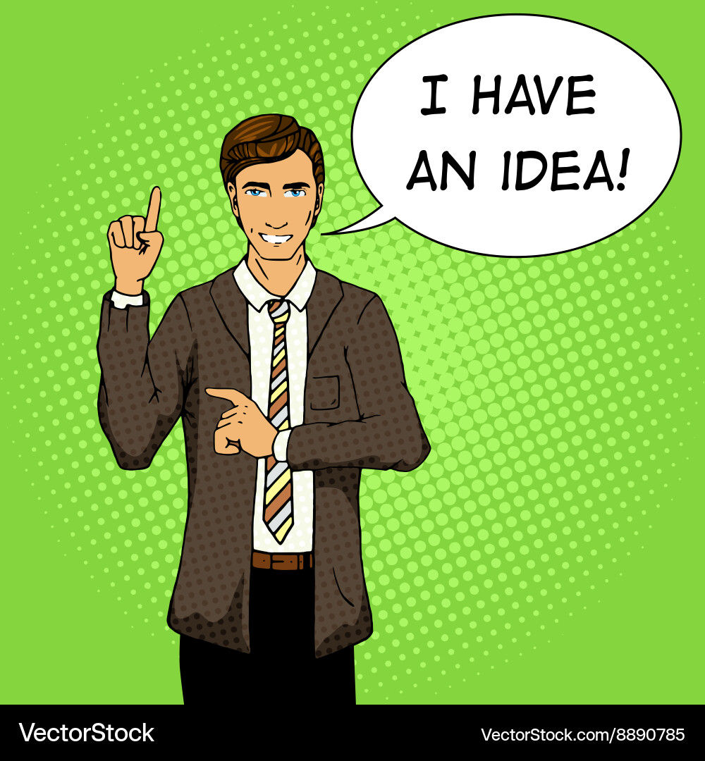 Businessman with idea pop art style Royalty Free Vector