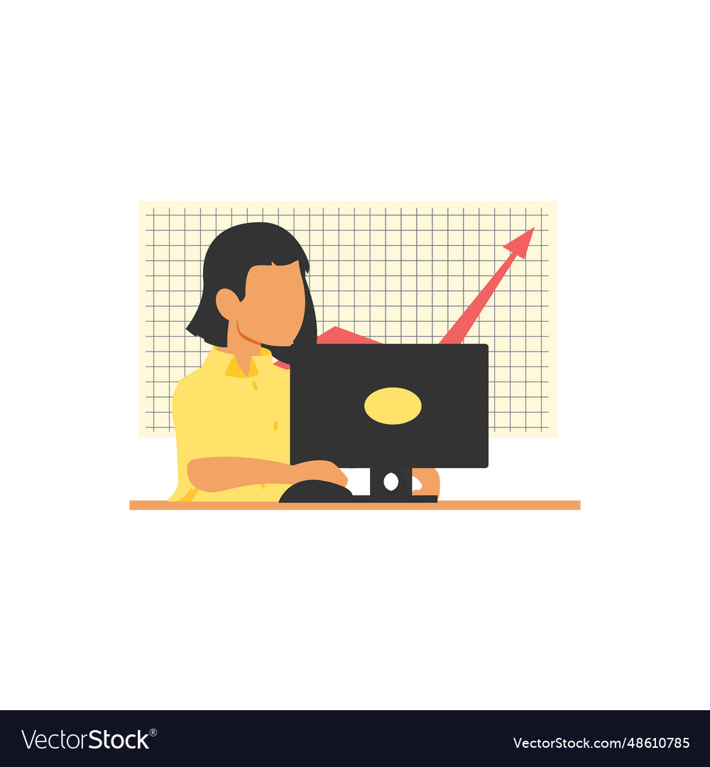 Businesswoman working on computer in office Vector Image