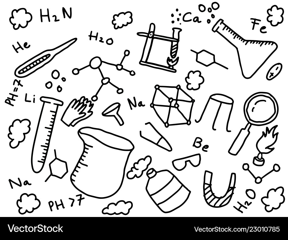 Chemistry chemist doodle education art style with Vector Image