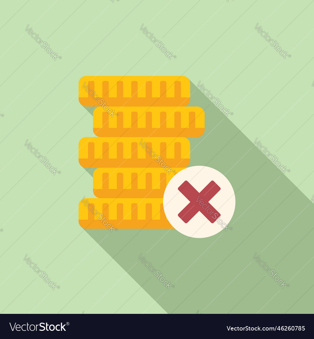 Coin stack icon flat card error Royalty Free Vector Image