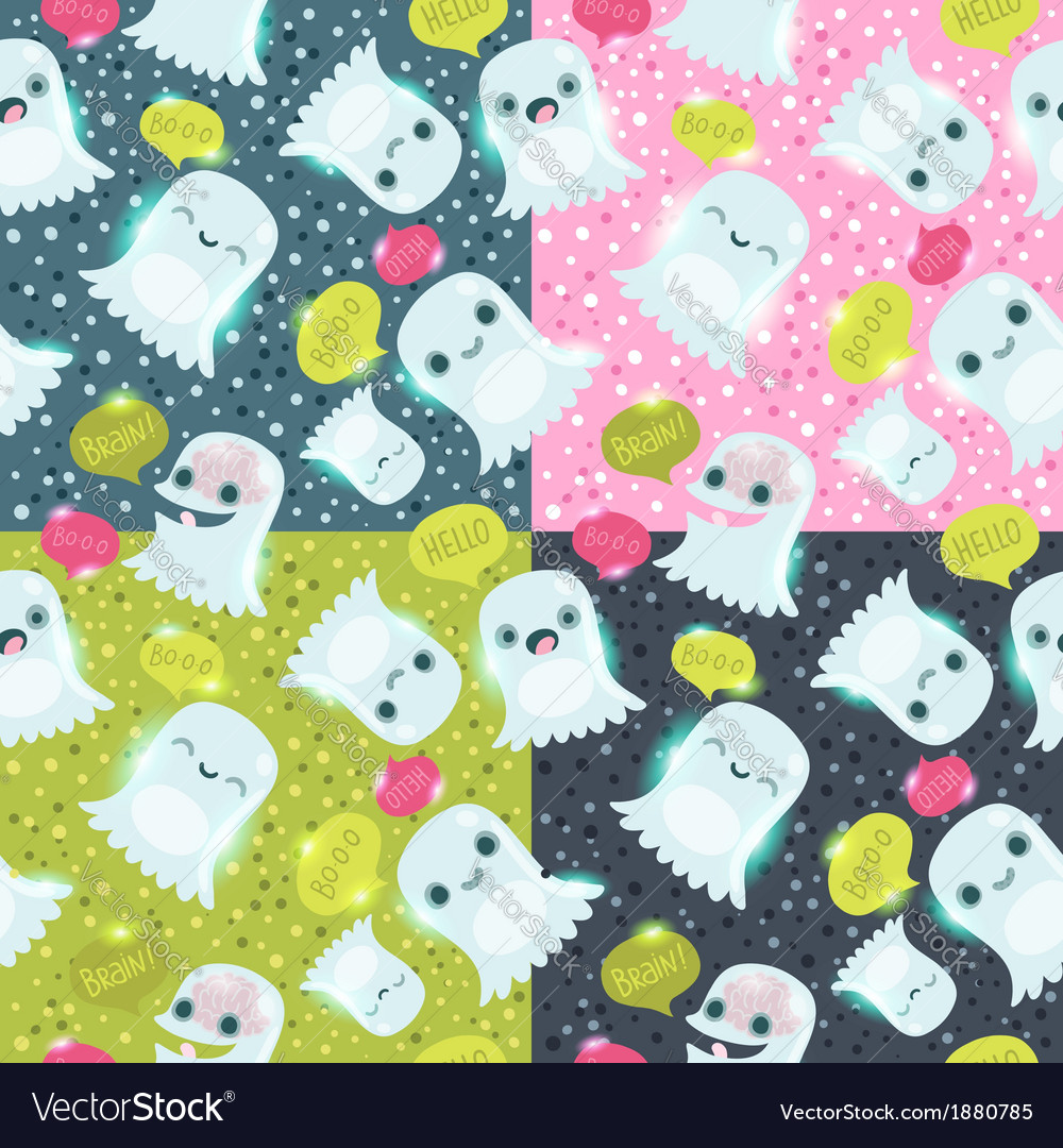 Halloween ghosts seamless pattern Royalty Free Vector Image