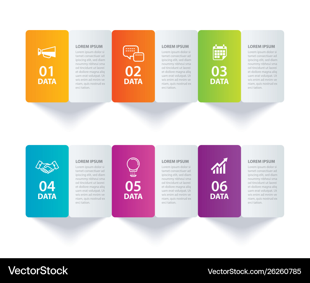 Infographics paper index with 6 data template Vector Image