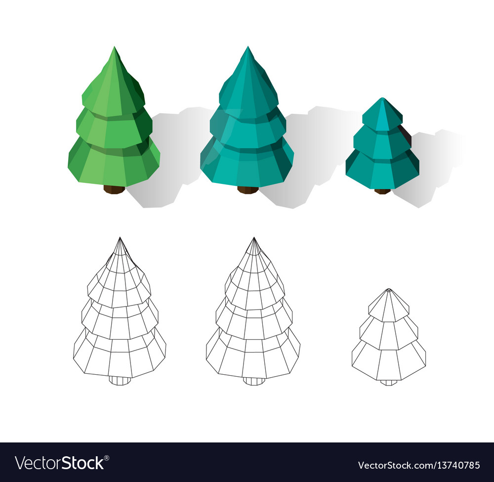 Isometric tree set landscape constructor Vector Image