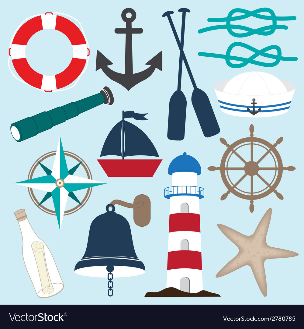 Nautical Objects Collection Royalty Free Vector Image