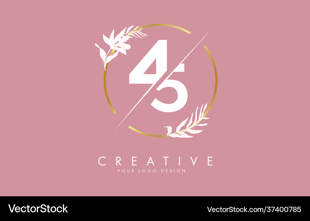 Numbers 45 4 5 logo design with golden circle Vector Image