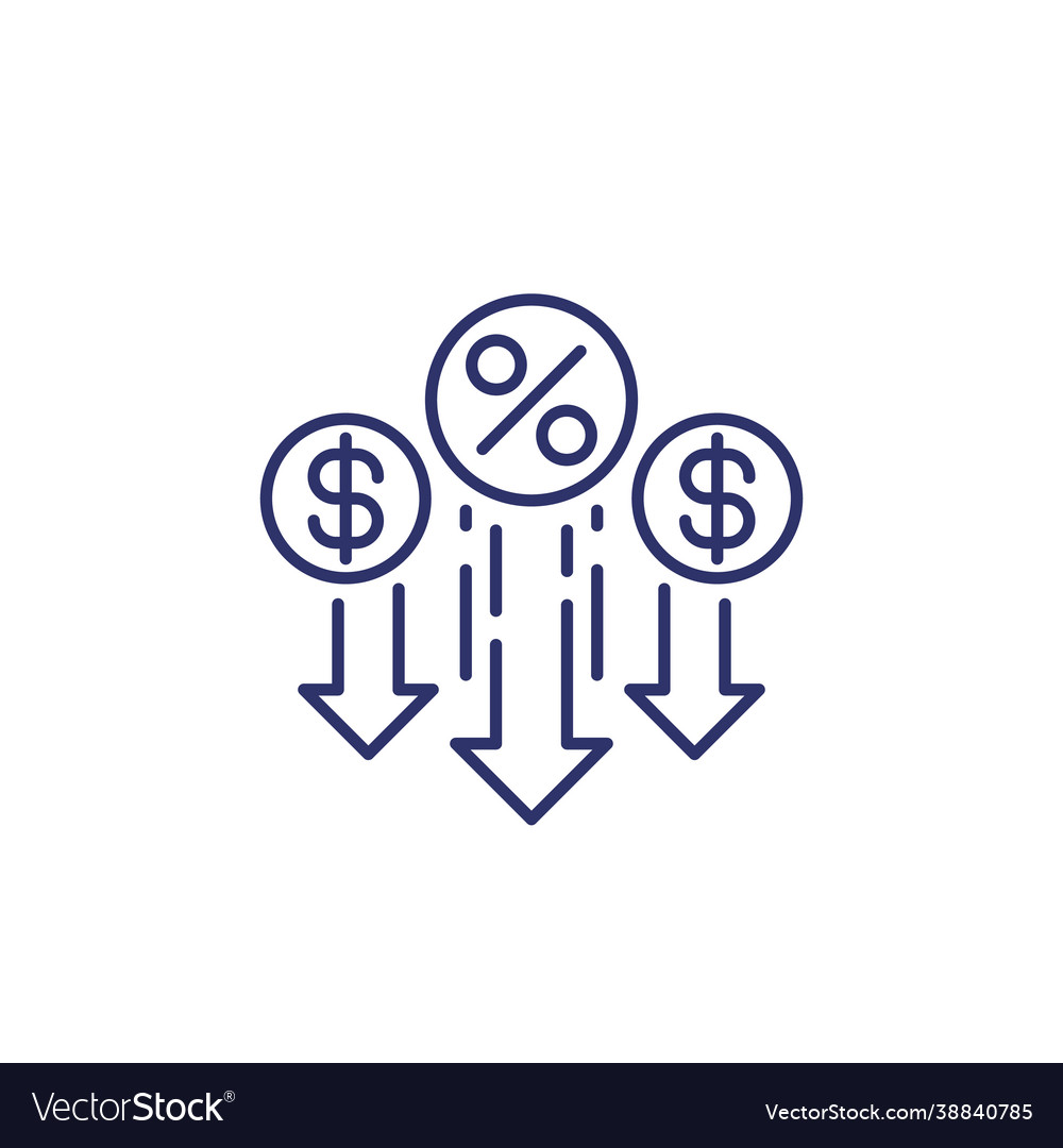 Percent down decrease line icon Royalty Free Vector Image