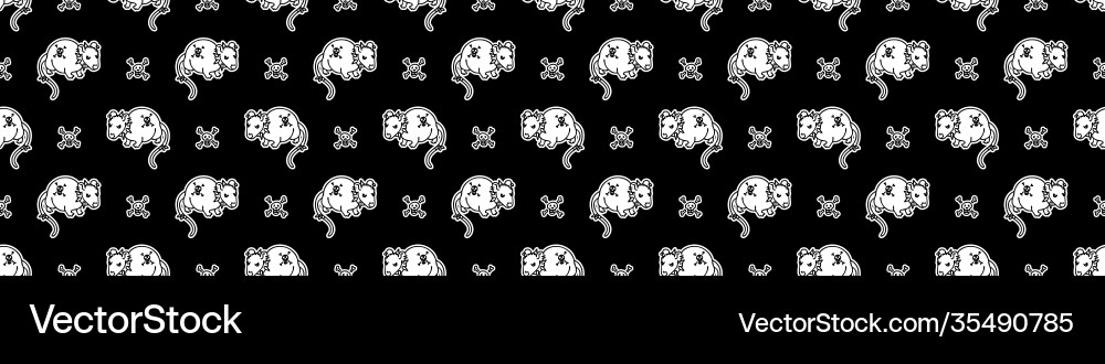 Punk rock rat monochrome seamless border Vector Image