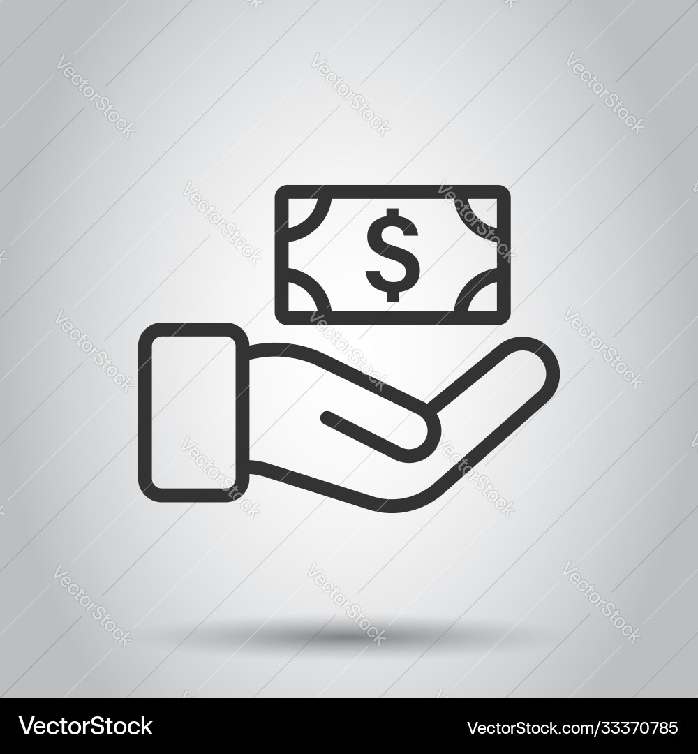 Remuneration icon in flat style money hand Vector Image