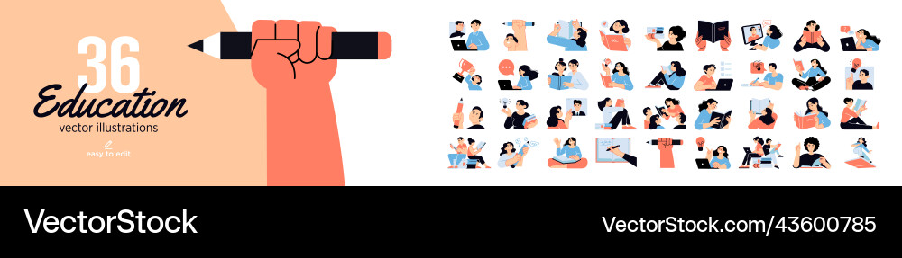 Set of education people Royalty Free Vector Image